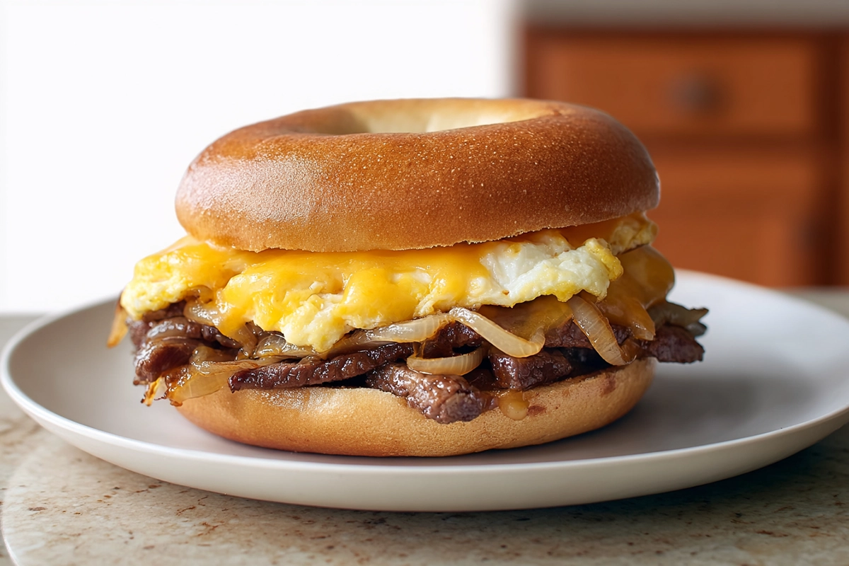Steak Egg and Cheese Bagel Sandwich – A Classic Comfort Breakfast